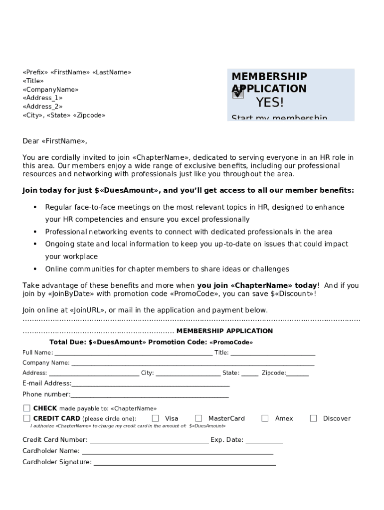 Membership Acquisition Template #1 Doc Template | pdfFiller