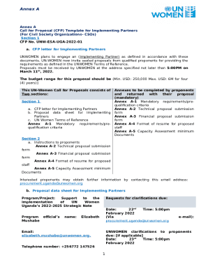 Annex A Call for Proposal (CFP) Template ... Doc Template | pdfFiller