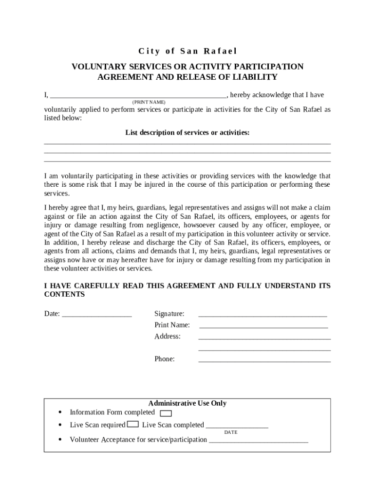 Activity Participation Agreement- Strength to Stand ... Doc Template | pdfFiller