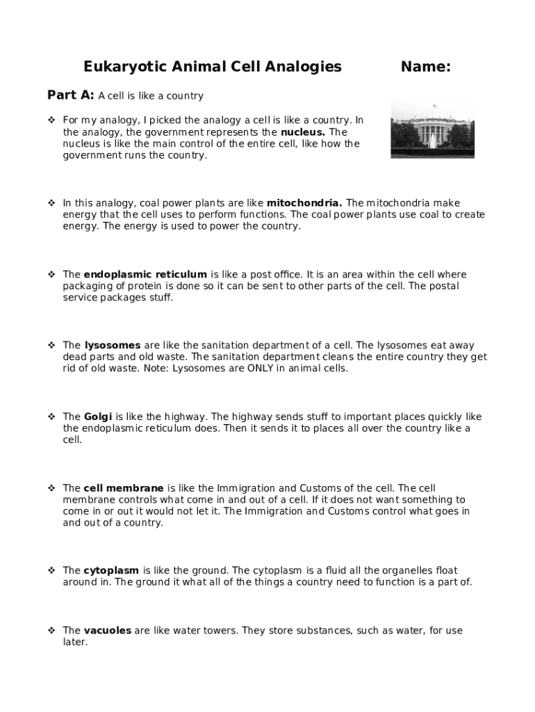 Cell Analogy: How An Animal Cell is like A Country - maaz ihmc Doc ...