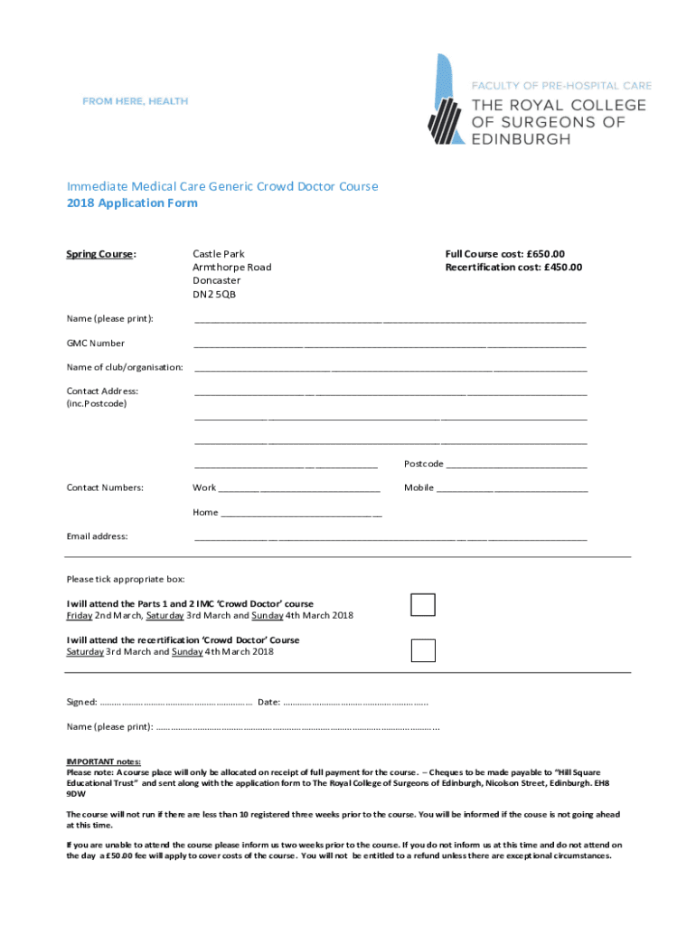 Fillable Online fphc rcsed ac Application Information - The Faculty of ...