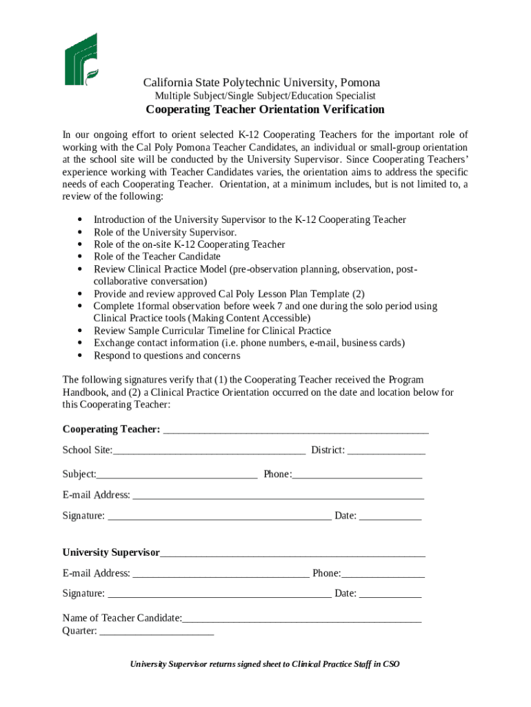 Ination on Hosting a Teacher Candidate Doc Template | pdfFiller