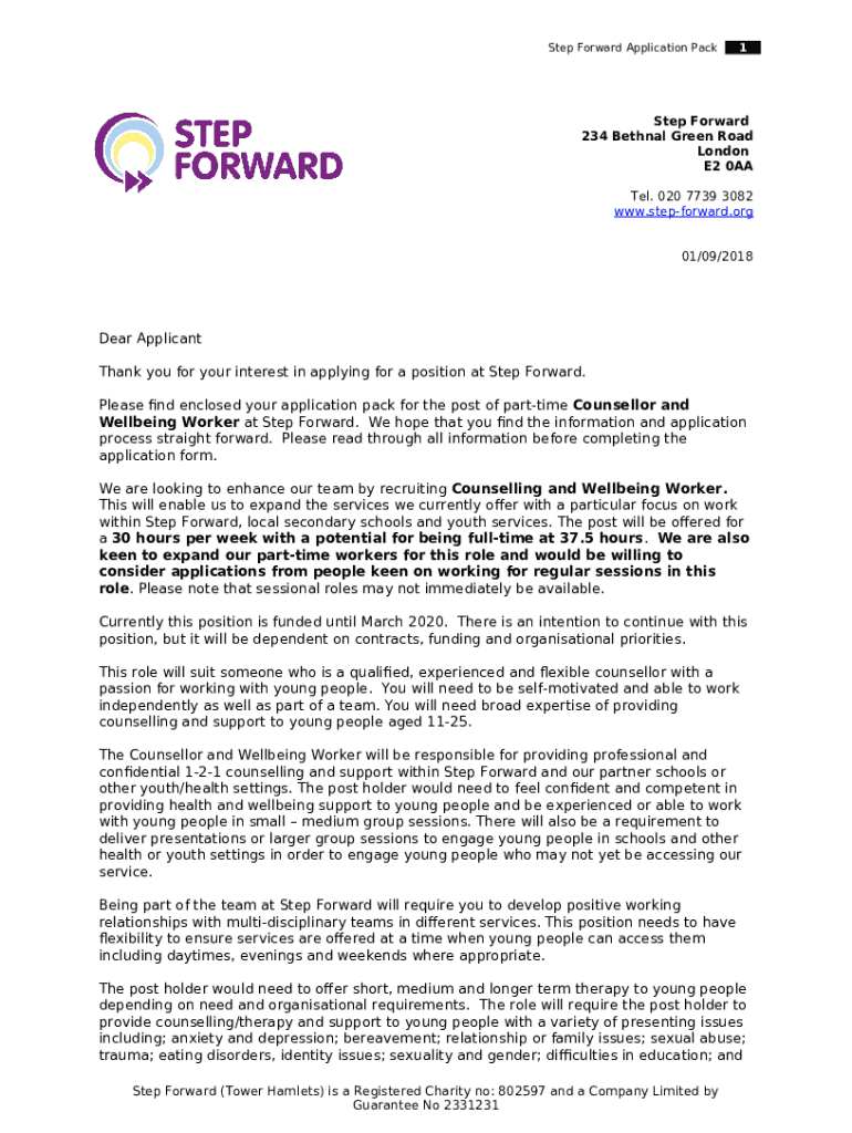 Step Forward (Tower Hamlets)Young People's Charity East ... Doc Template | pdfFiller