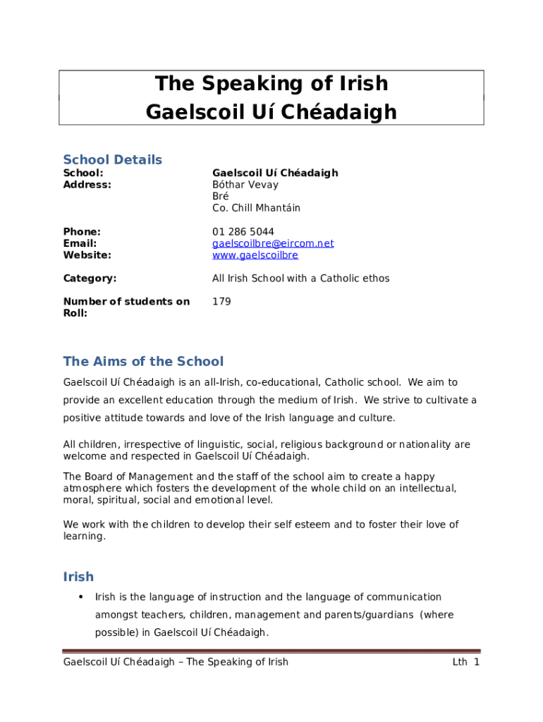 Irish language Policy Doc Template | pdfFiller