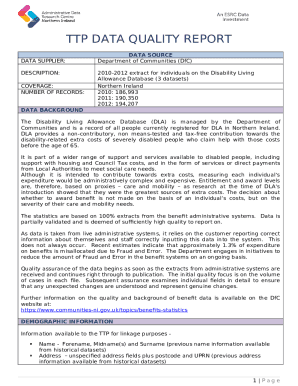 Trusted Third Party Demographic Data Quality Report DLA ... Doc Template | pdfFiller