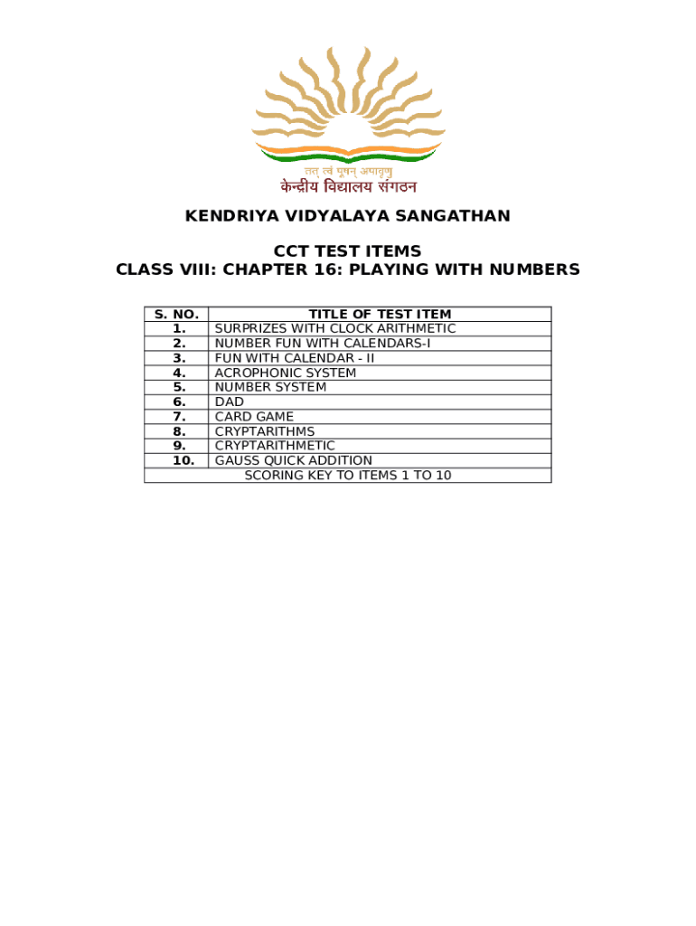 kendriya vidyalaya sangathan cct test items class viii: chapter 16 Doc ...
