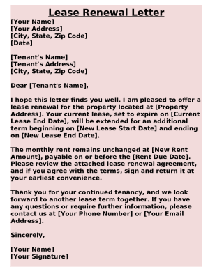 Free Printable Lease Renewal Letter Templates Word, ... Doc Template ...