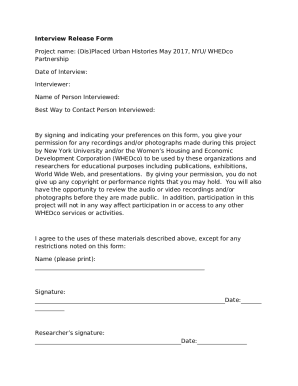 NYU-Interview-Release--Version- ... - wp nyu Doc Template | pdfFiller