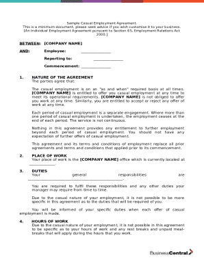 Employment Agreement Template for Casual Employees by ... Doc Template ...