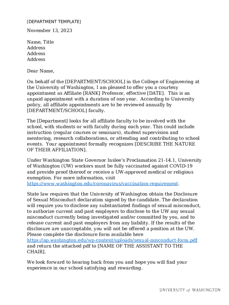 Visit us - UW College of Engineering - University of Washington Doc Template | pdfFiller