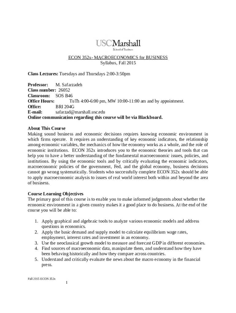 ECON 352x- MACROECONOMICS for BUSINESS - web-app usc Doc Template ...