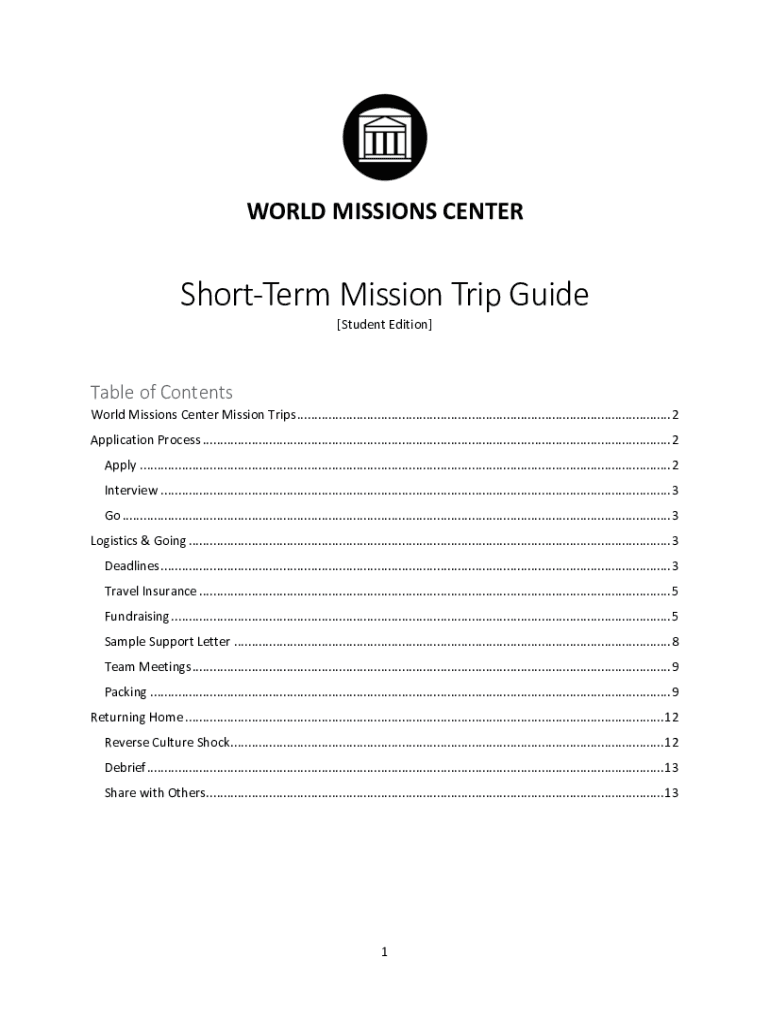 Fillable Online Mission Trip Policy.docx Fax Email Print - pdfFiller