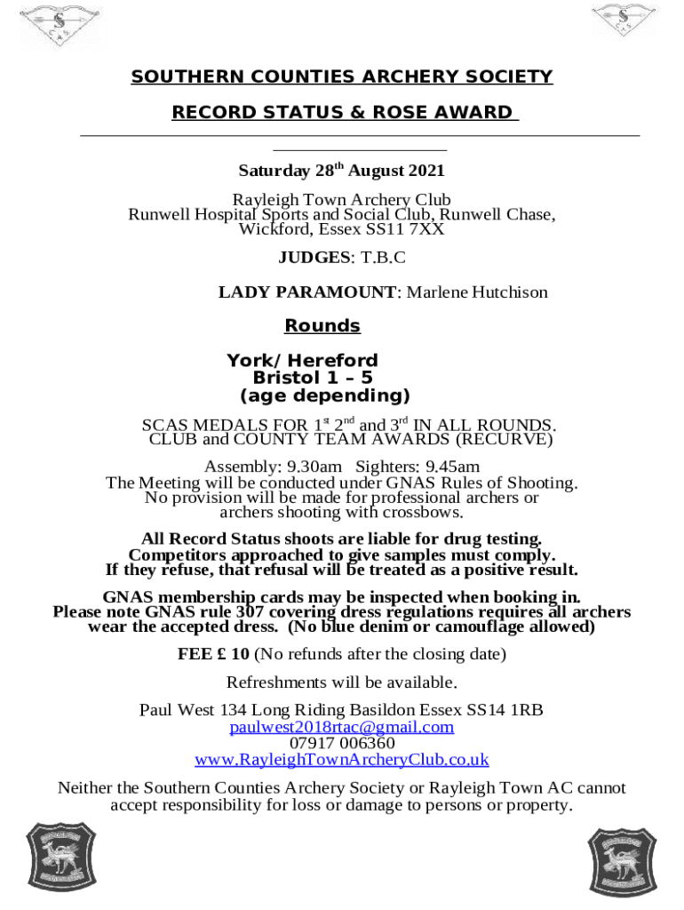 Introducing the Southern Counties Archery Youth Tour Doc Template ...