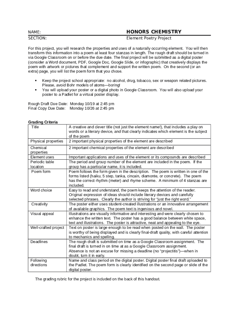 "The Elements of Life," a poetic approach to chemistry Doc Template ...