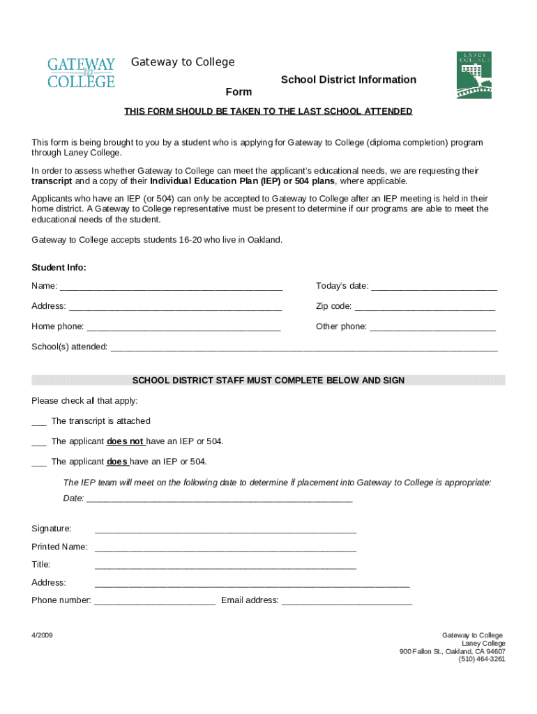 THIS SHOULD BE TAKEN TO THE LAST SCHOOL ATTENDED Doc Template | pdfFiller