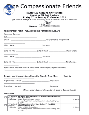 National Annual Gathering Registration Doc Template | pdfFiller