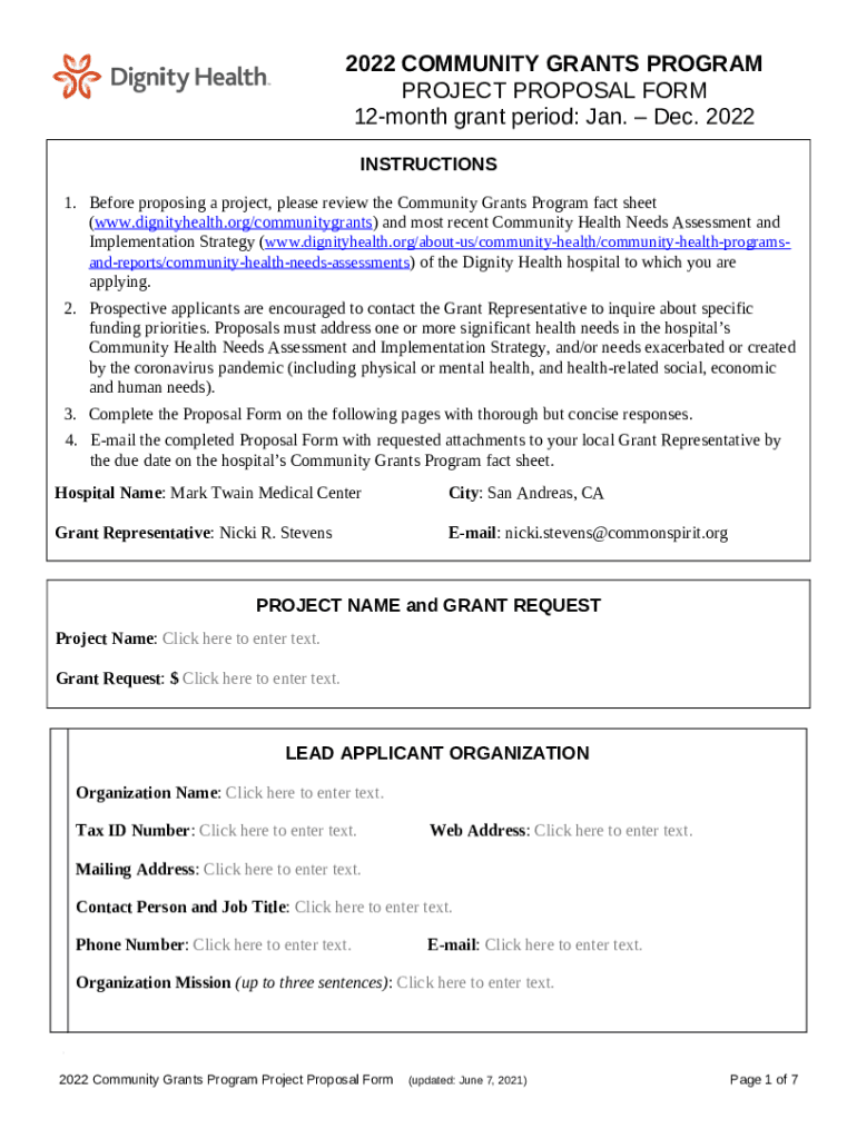 PROJECT NAME and GRANT REQUEST Doc Template | pdfFiller