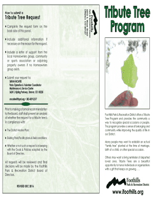 Fillable Online Park Legacy Program - Tribute Tree Fax Email Print ...