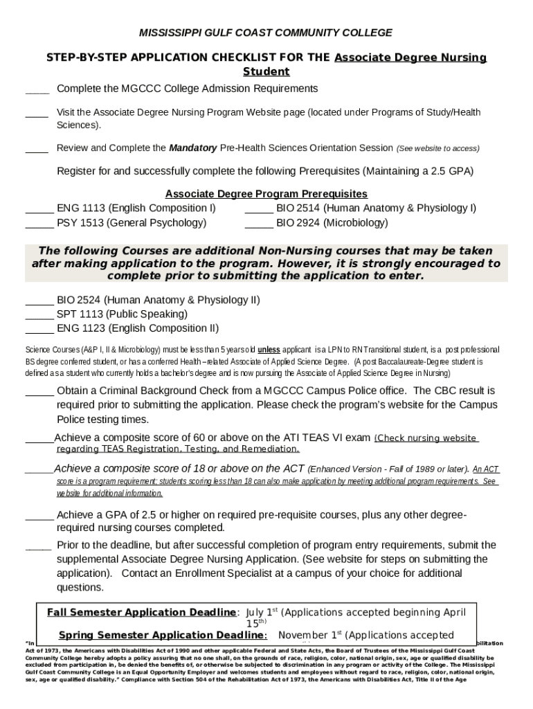 ADN+ADMISSIONS+CHECKLIST.doc - College Catalog Doc Template | pdfFiller
