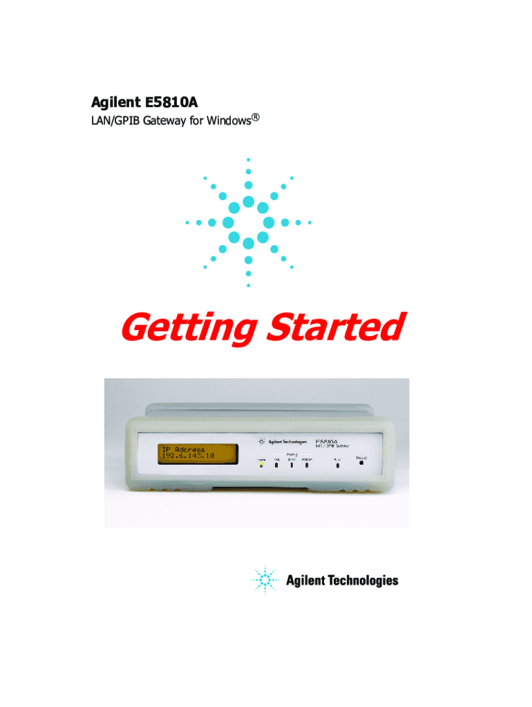 Fillable Online E5810A Getting Started Guide. This setup poster guides ...
