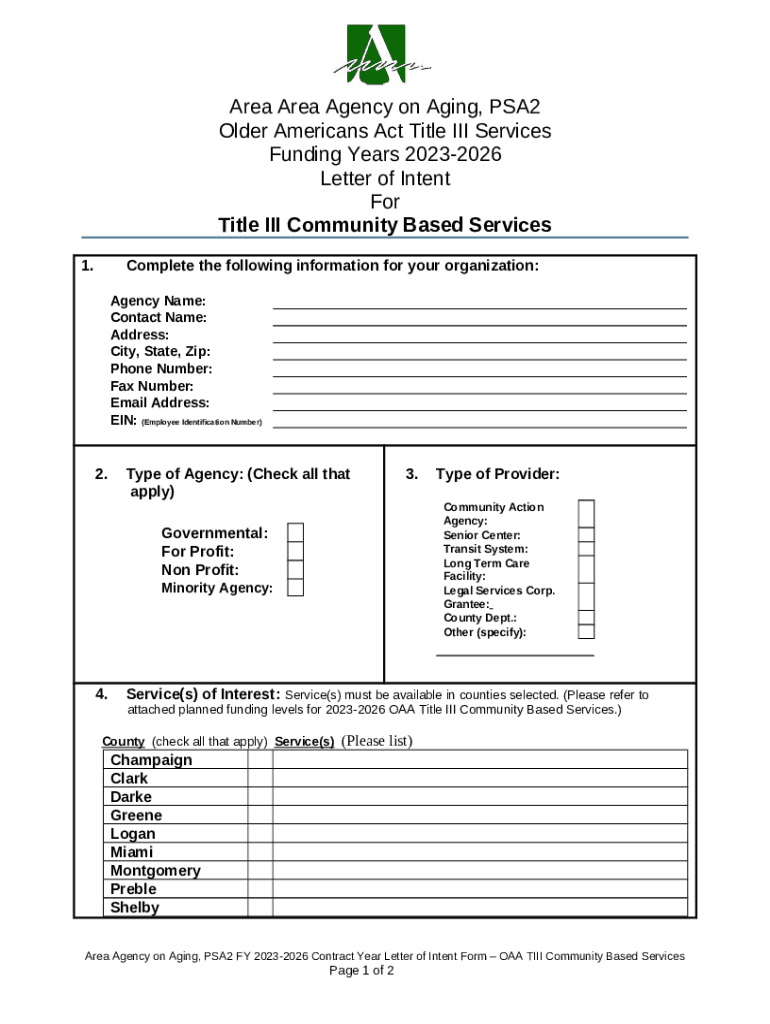 Older Americans Act Title III Programs Doc Template | pdfFiller