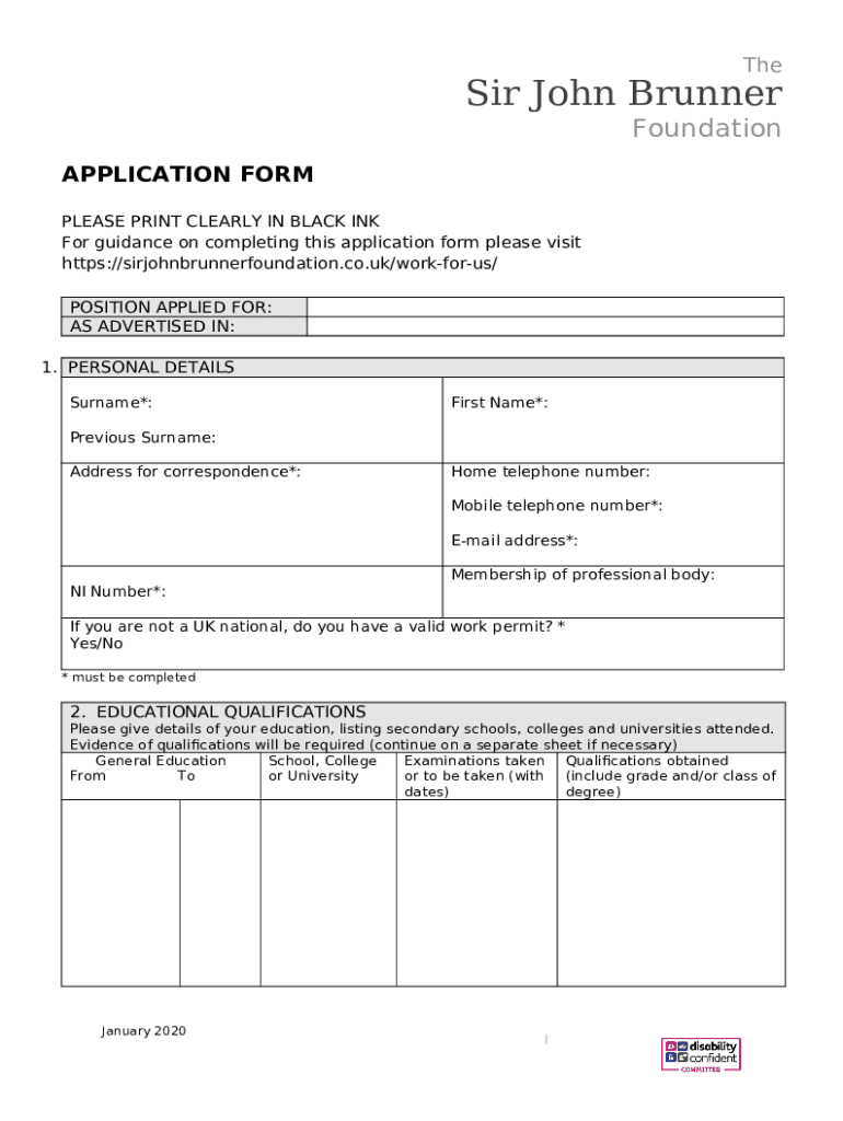 The Sir John Brunner Foundation Doc Template | pdfFiller
