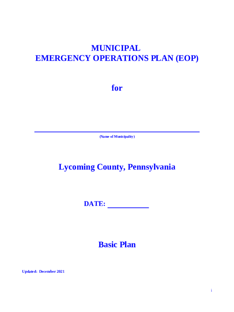 County and Local EOPs - PA Emergency Management Agency Doc Template ...