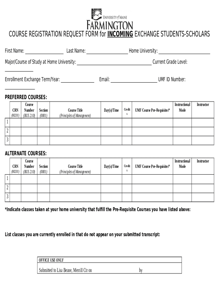 Course-Registration-Request--for-Incoming- ... Doc Template | pdfFiller