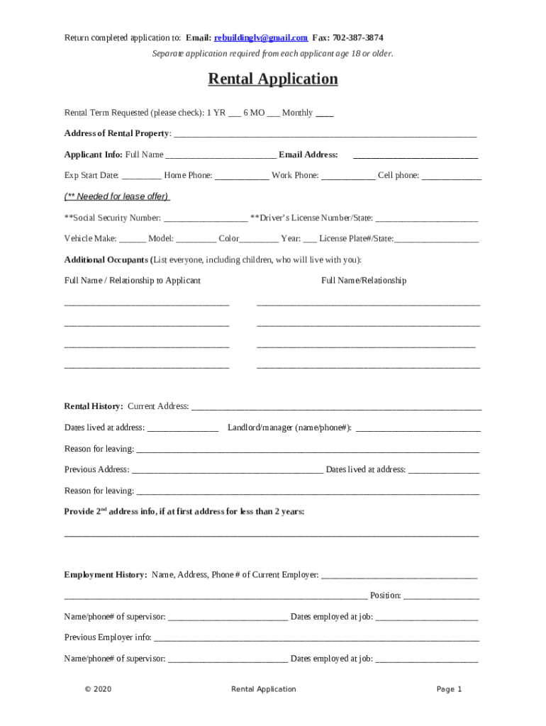 RENTAL APPLICATION. (All applicants must complete ... Doc Template ...