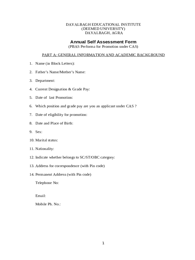 Annual Self Assessment Doc Template | pdfFiller