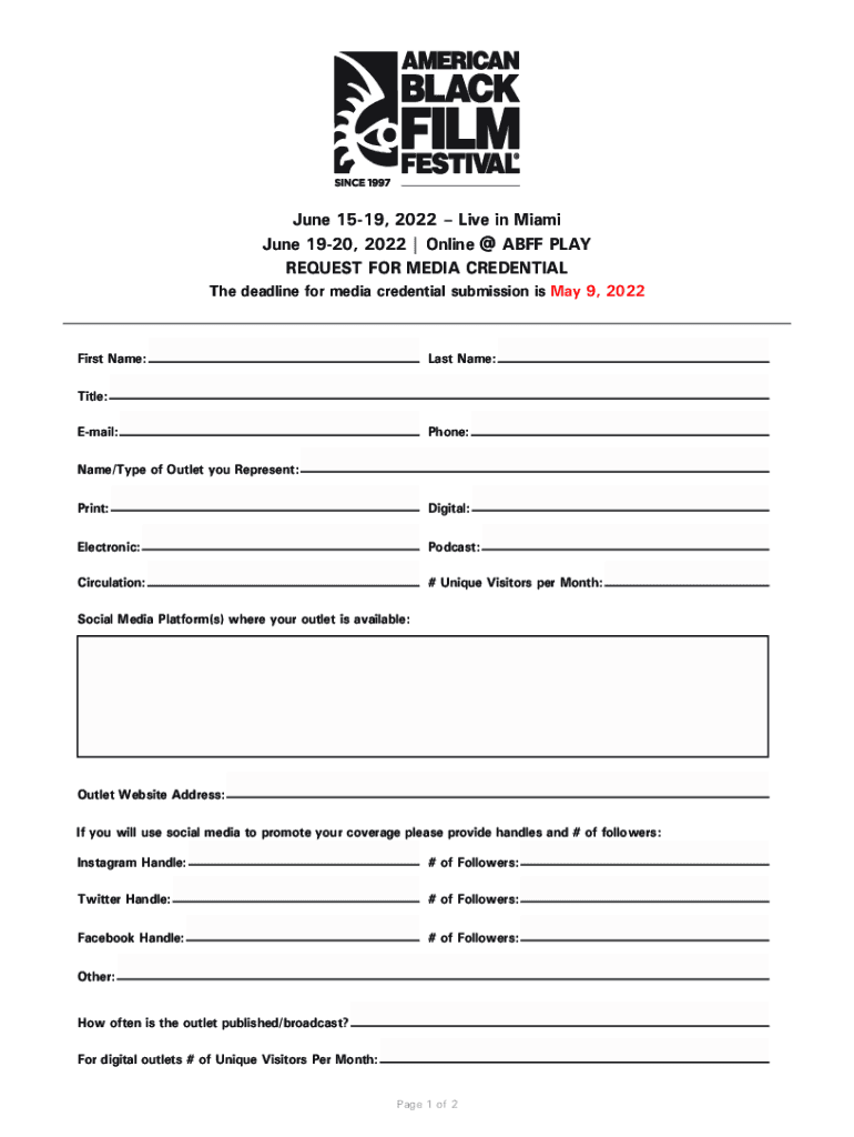 Fillable Online 2022 Media Credential Form Fax Email Print - pdfFiller