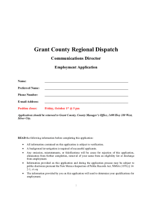 Fillable Online 911 Dispatcher Department: Grant County Public Safety ...