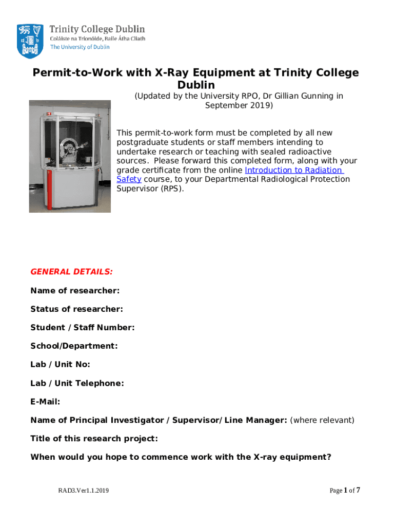 Permit-to-Work with X-Ray Equipment at ... Doc Template | pdfFiller
