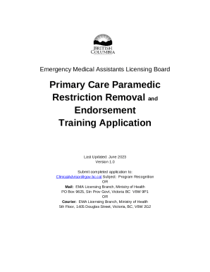 Primary Care Paramedic Schedule 1 Restriction(s) Removal Doc Template ...