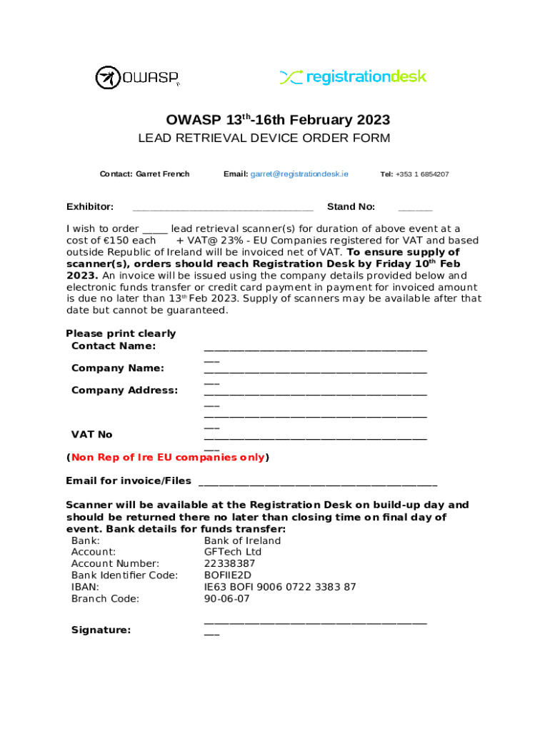 Reg Desk - Lead Retrieval Order Food & bev Live 2020 Doc Template ...