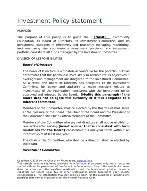 How To Create an Investment Policy Statement Doc Template | pdfFiller