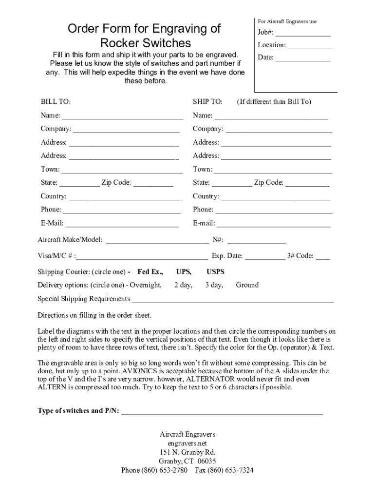 Fillable Online Rocker-Sw-Order-form-AML54-old Model (1) Fax Email ...