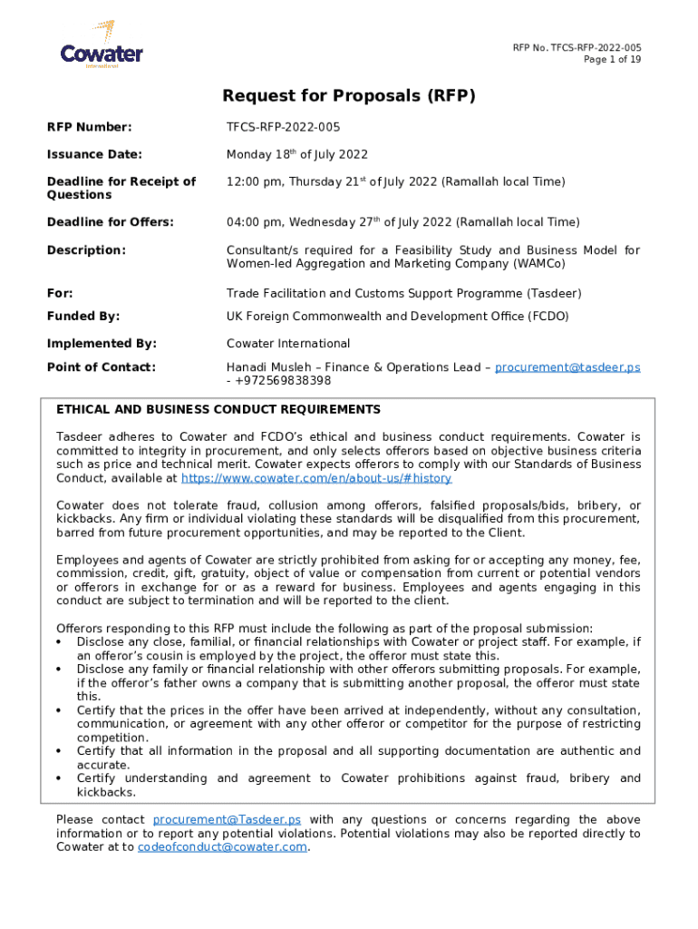 RfP, Feasibility Study and Business Model, Palestine Doc Template ...