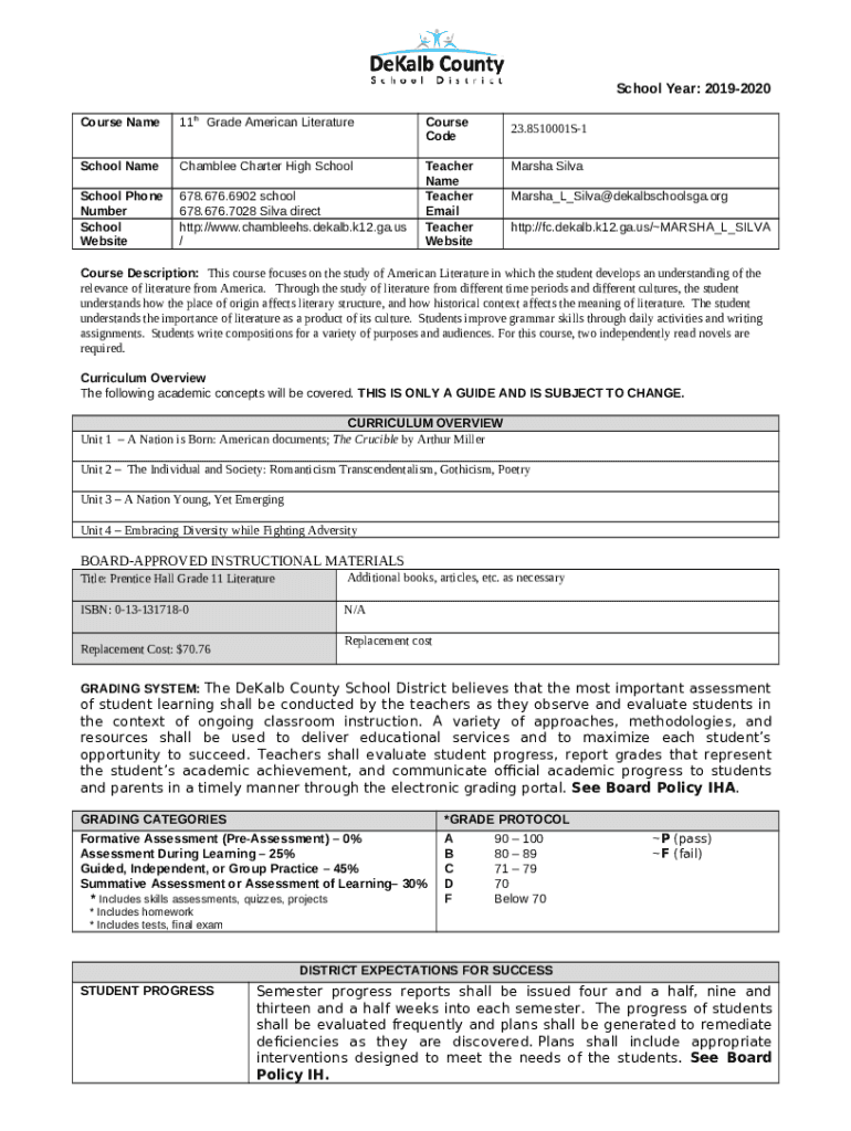 Sixth Grade Mathematics Syllabus - Chamblee High School Doc Template ...
