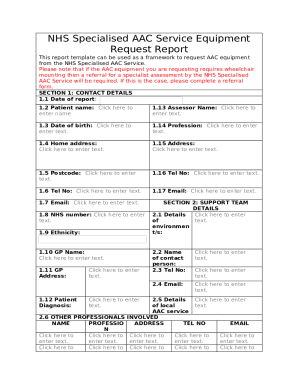 NHS Specialised AAC Service Equipment Request Report Doc Template ...
