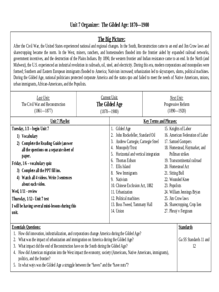 Gilded Age - Definition, Elite & Labor Strikes - schoolwires henry k12 ...