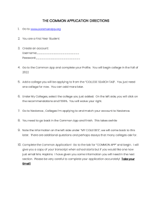 Fillable Online COMMON APPLICATION TIP SHEET 1. Go to commonapp ...