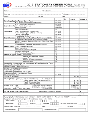 Fillable Online 2018 STATIONERY ORDER FORM (Form D1 Fax Email Print ...