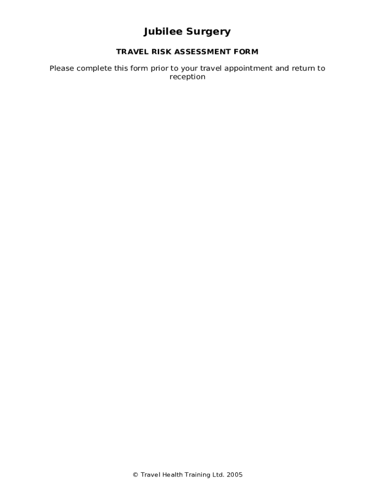 3W Health TRAVEL RISK ASSESSMENT Doc Template | pdfFiller