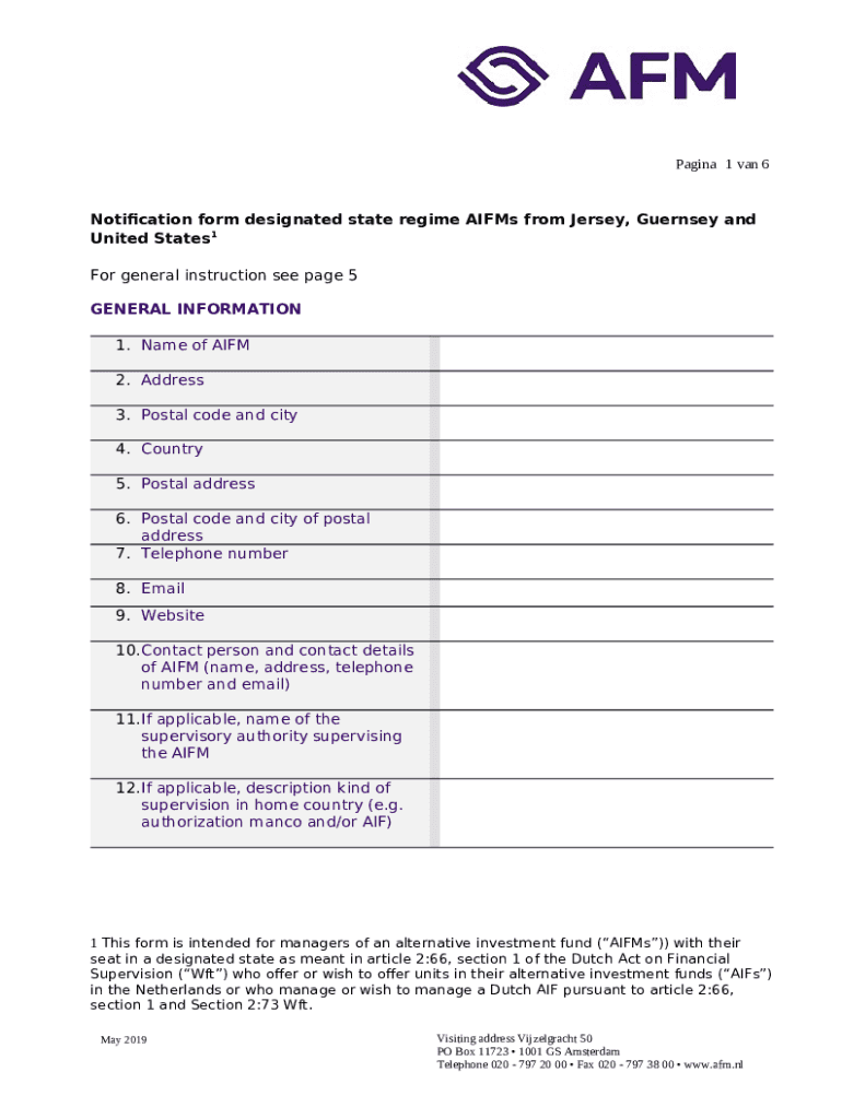 Notification AIFMD managers designated state regime ... Doc Template ...