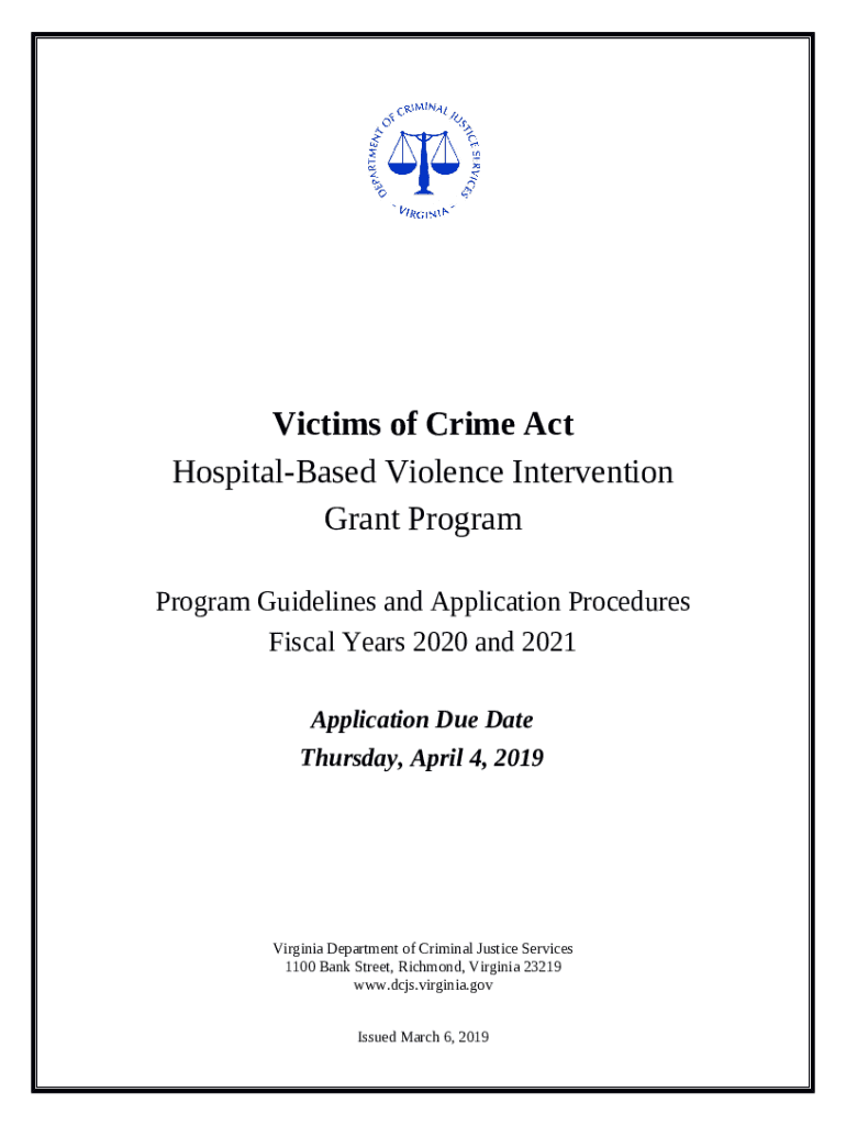 Victims of Crime Act Hospital-Based Violence Intervention ... Doc Template | pdfFiller