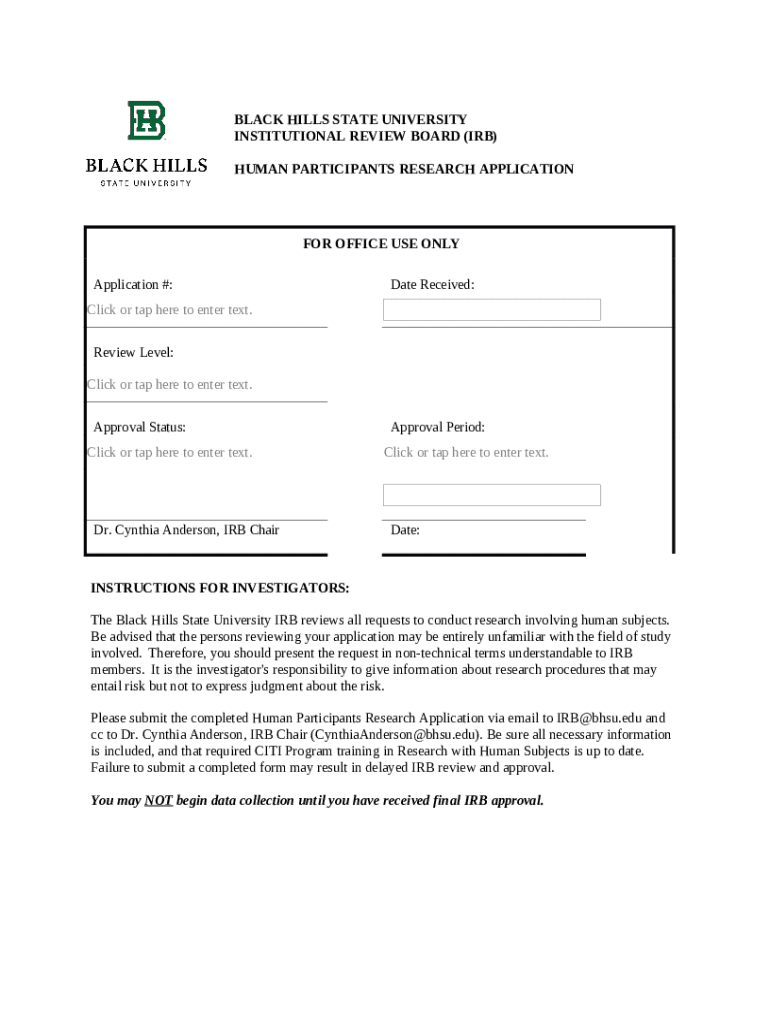 Institutional Review Board (IRB) - Human Subjects ... Doc Template | pdfFiller