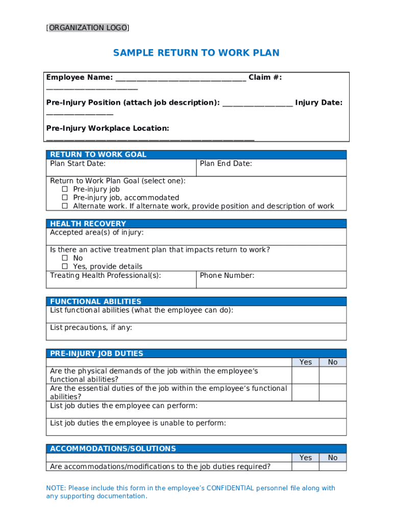 Employers: Return-to-work ination Doc Template | pdfFiller