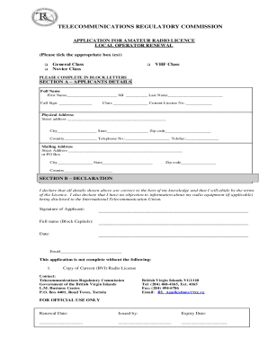 Fillable Online Class Licence(s) Application Form for Amateur Radio ...