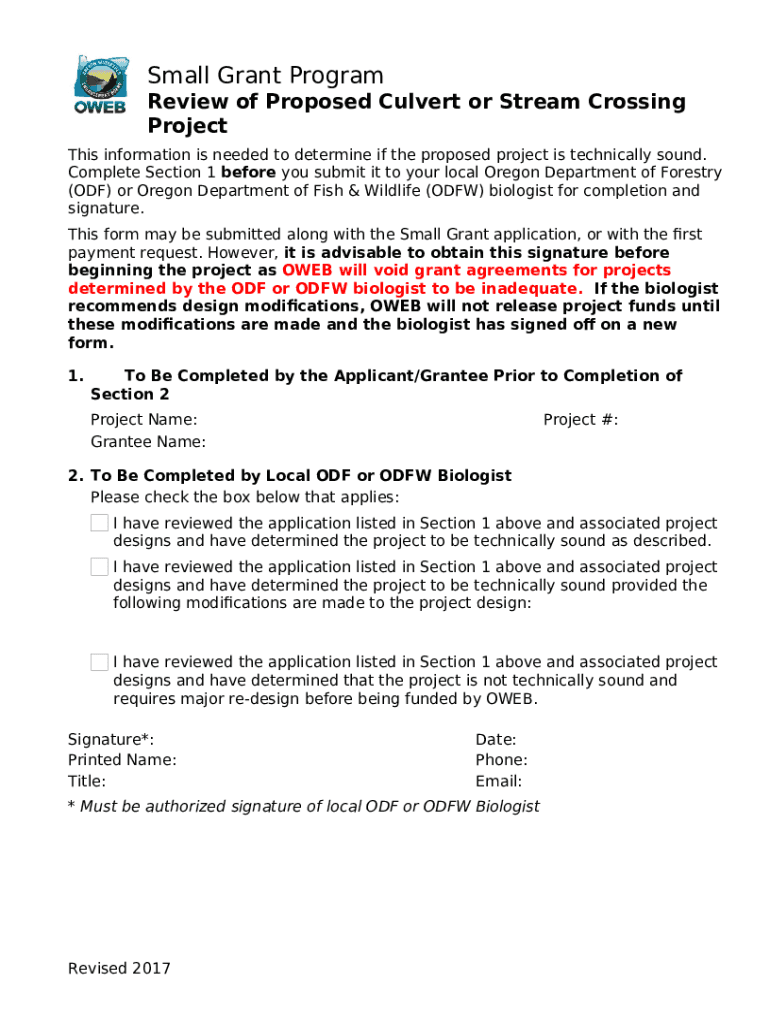 Proposed Culvert or Stream Crossing Project Review Doc Template | pdfFiller